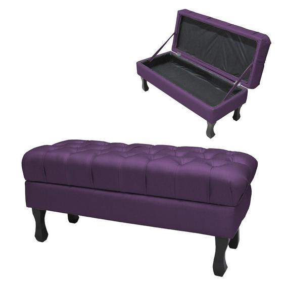 Puff Baú Retangular Retrô 100 cm Luiz XV Suede Acetinado Roxo - Decorar ...