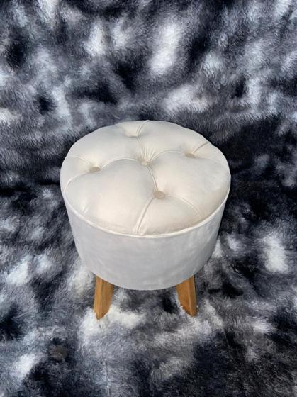 Puff Capitone Redondo-tecido Veludo-pés Em Madeira De Pinus. - Cir ...