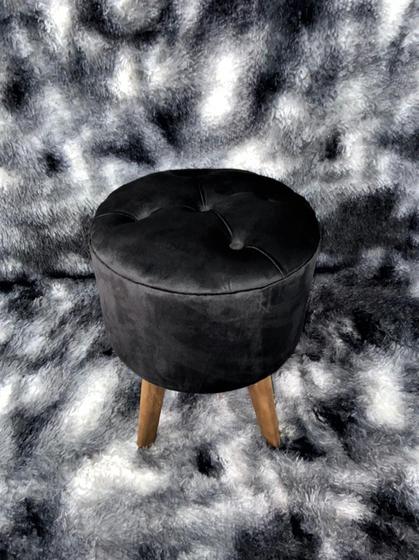 Puff Capitone Redondo-tecido Veludo-pés Em Madeira De Pinus. - Cir ...