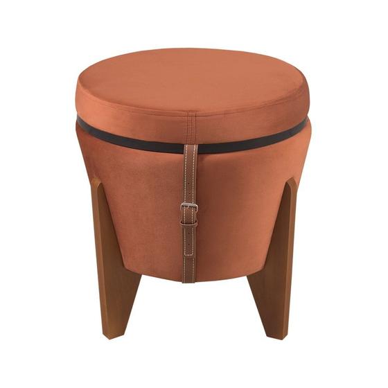 Puff com Baú Redondo Flex 50 cm em Madeira Maciça Mesa Centro Tampo ...