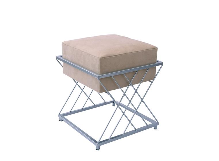 Puff De Ferro Prata, Banqueta, Decoração Design Moderno Quadrado ...