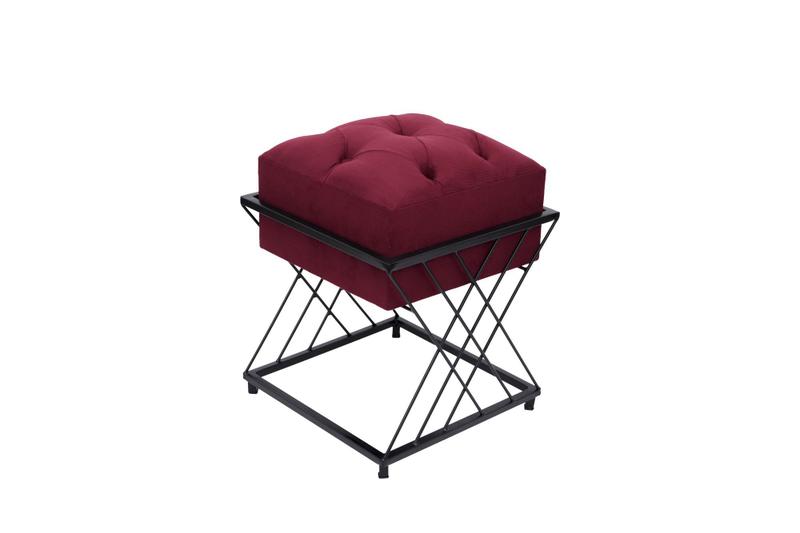 Puff De Ferro Preto Capitonê Banqueta Sentar Design - Juliartes - Puff ...