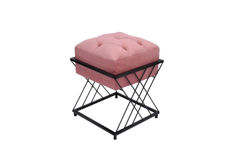 Puff De Ferro Preto Capitonê Banqueta Sentar Design - Juliartes - Puff ...