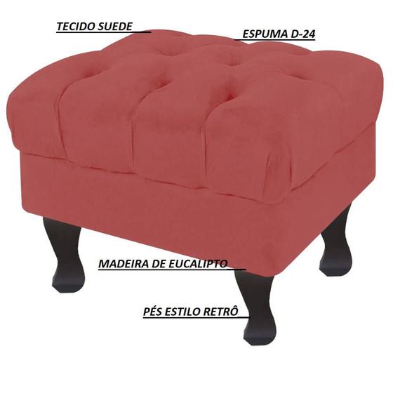 Puff Decorativo Retro Luiz XV sem Baú Rosé 60 para sentar - ATUAL ...