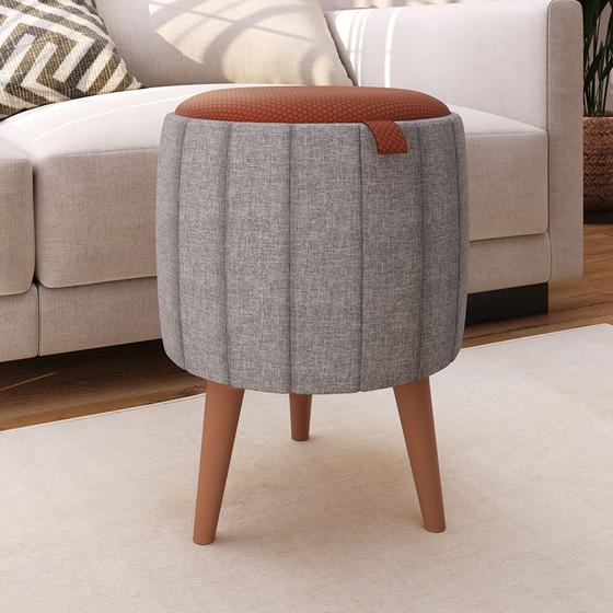 Puff gourmet Puffe moises Luxo banqueta banquinho Quarto Sala cor cinza ...