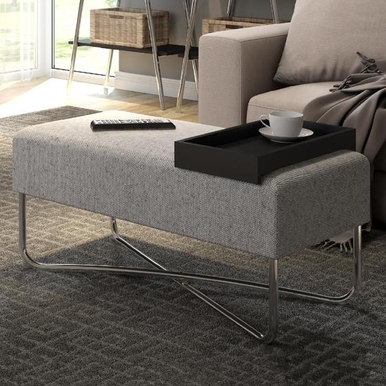 Puff Grande Tecido Alaska Tubo Cromado Carraro - Móveis Carraro - Puffs ...