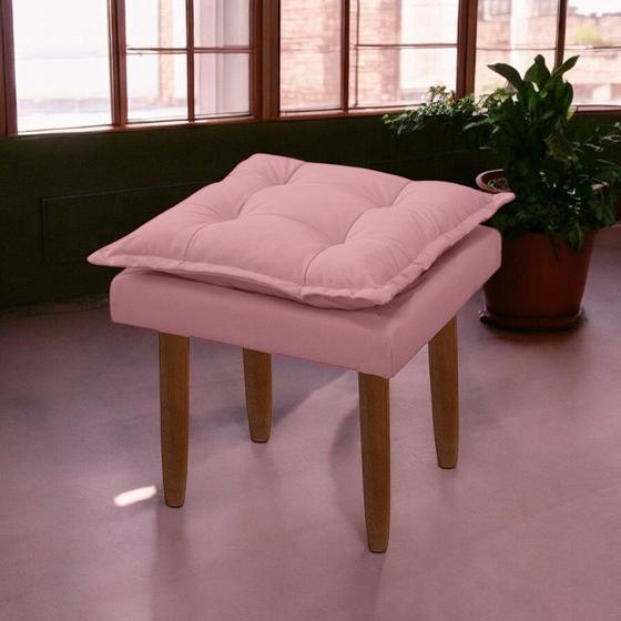 Puff Maria para Sala de TV e Estar Quarto Confortável Suede Rose MABE ...