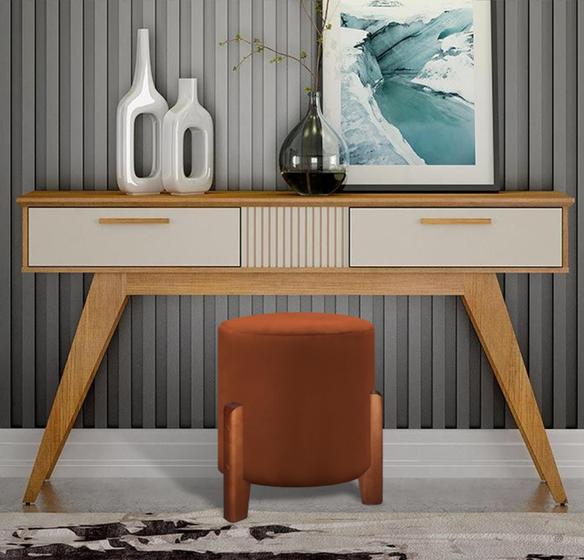 Puff Moderno Luxo Pés Em Madeira Luna Decorativo Banco Closet Sala Hall ...