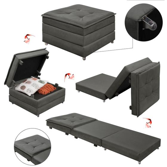 Puff Organizador Dobrável Que Vira Colchão Cama Solteiro Para Visitas ...