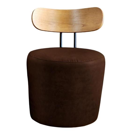 Puff Poltrona Vênus Com Encosto De Madeira Sintético Marrom Escuro ...