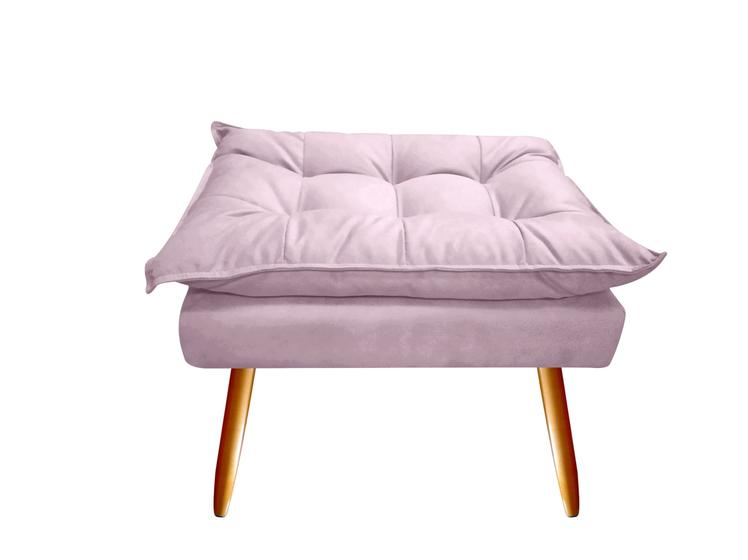 Puff Puf Banqueta Decorativa Opala Retangular Suede Rosê Pés Madeira Mz ...