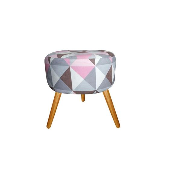 Puff Puf Decorativo Lavínia Triângulo Rosa Redondo Pés Palito E ...