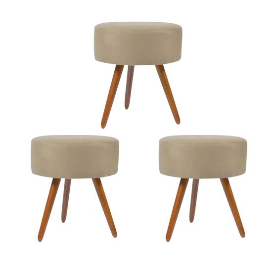Puff Puf Retro Decoração Suede Bege 50cm de Altura - Puffs Decor ...