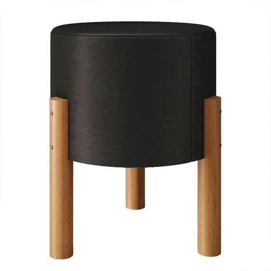 Puff Redondo Luxo Decorativo Charme com Pés de PVC Palito Suede Preto ...