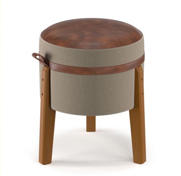 PUFF REST material sintético COM PÉS EM MADEIRA DECORATIVO PARA SALA ...