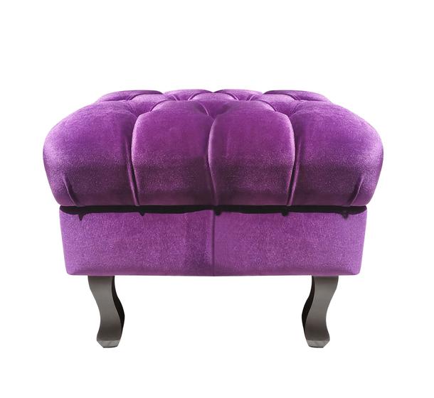 Puff Retrô Luiz Xv Baú Suede Roxo Acetinado Pés Tabaco - Garcia Decor ...