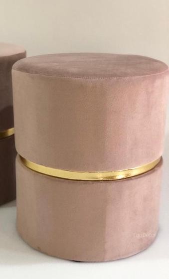 Puff Rosa Cinta Dourada Sala Decoração Ego Decor - Kit 2 Puff Azul ...