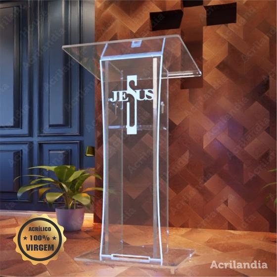 Púlpito de Acrílico para Igreja com Gravação JESUS e LED - Acrilandia ...