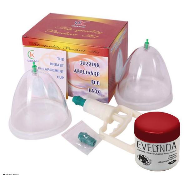 Pump Seios Ventosa Acrílico Vácuo Terapia Bomba Mais Creme - Kanger ...