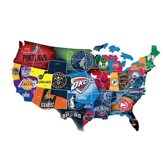 Puzzle Play Nba Basquete Mapa Dos Eua Quebra Cabeça Educativo 500 Peças ...