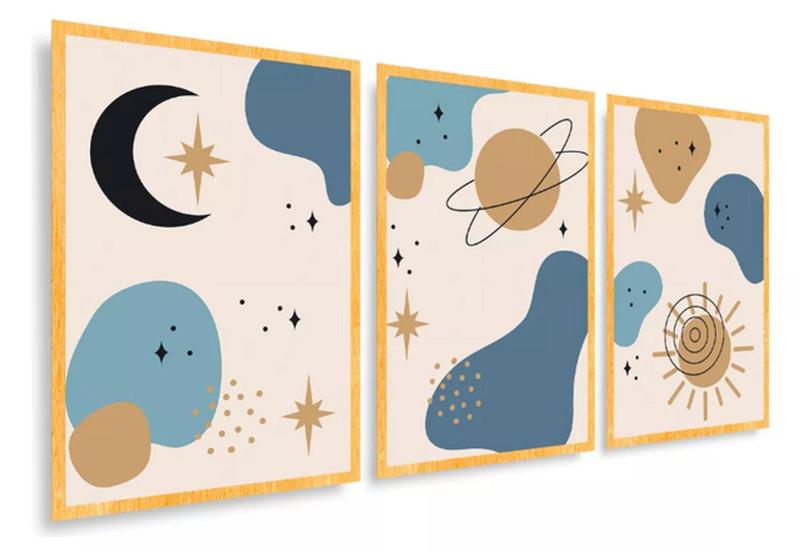 Quadro 3 Telas Quarto De Criança Bebe Tons Neutros Grande" - aero print ...