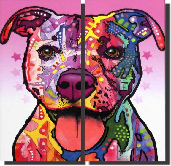 Quadro Cachorro Pitbull Moderno 2 Peças - Quadros Decorativos - Quadro ...