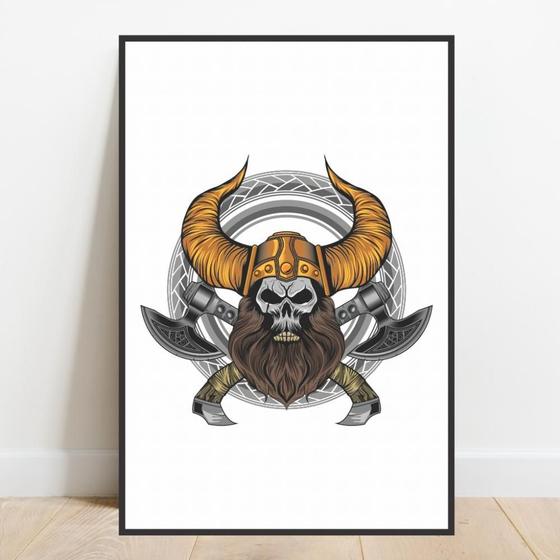 Quadro com moldura viking barba medieval nerd caveira 40x60 - E-nichos ...