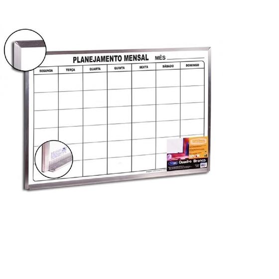 Quadro de Planejamento Mensal 60x90 cm Moldura Alumínio Ref.6080 ...