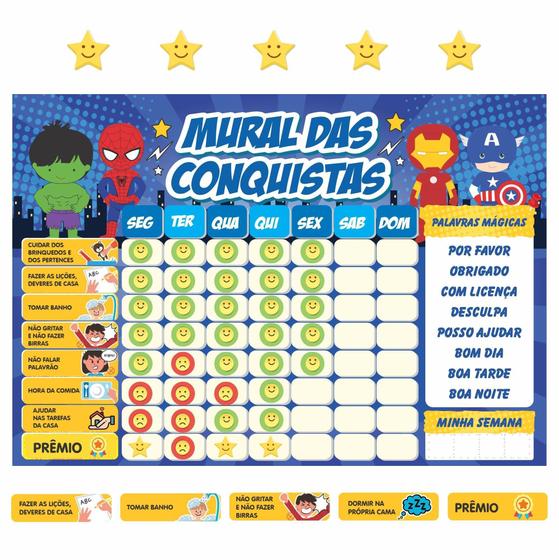 Quadro De Rotina Infantil Reforço Positivo Heróis Atividades Home