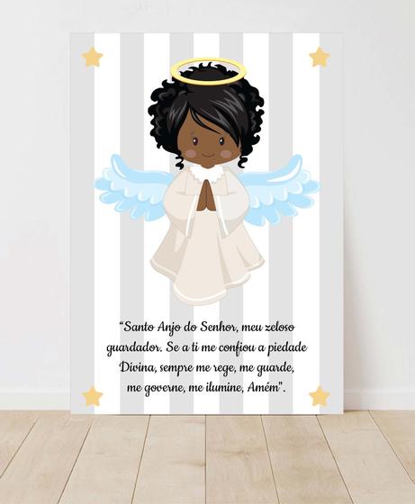 Quadro decorativo Anjo Da Guarda Anjinho Placa Mdf Criança Oração Anjo ...