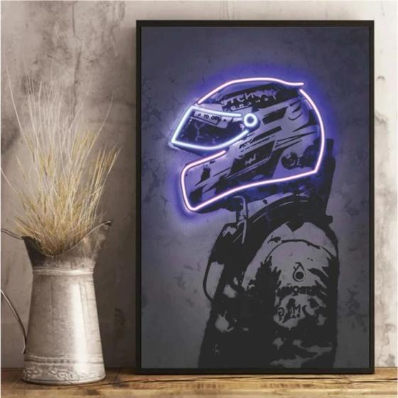 Quadro Decorativo Ayrton Senna Capacete Neon f1 Para Sala Quarto Hall - CP - Quadro Decorativo ...