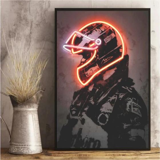 Quadro Decorativo Ayrton Senna Capacete Neon f1 Para Sala Quarto Hall - CP - Quadro Decorativo ...
