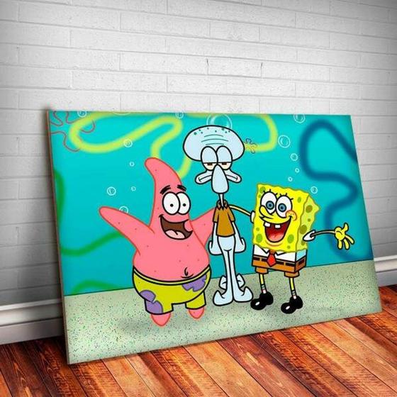 Quadro decorativo Bob Esponja 2 Lula Molusco E Patrick - Caverna Quadros - Quadro Decorativo ...