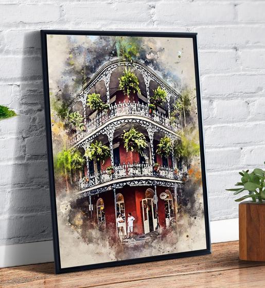 Quadro Decorativo Desenho Predio Antigo Pintura Art - Tribos - Quadro ...