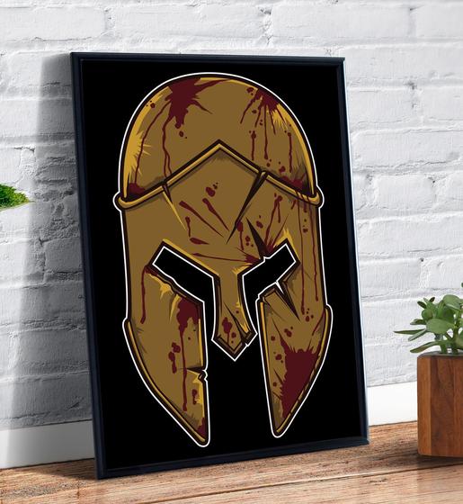 Quadro Decorativo Emoldurado Capacete Spartano Guerriero Desenho ...