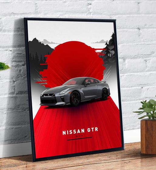 Quadro Decorativo Emoldurado Nissan Gtr R35 Carro Desenho Arte - Tribos ...