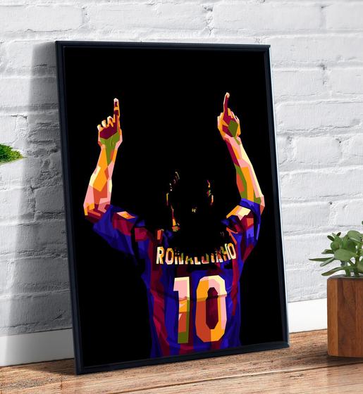 Quadro Decorativo Emoldurado Pop Art Ronaldinho Jogador Futebol ...