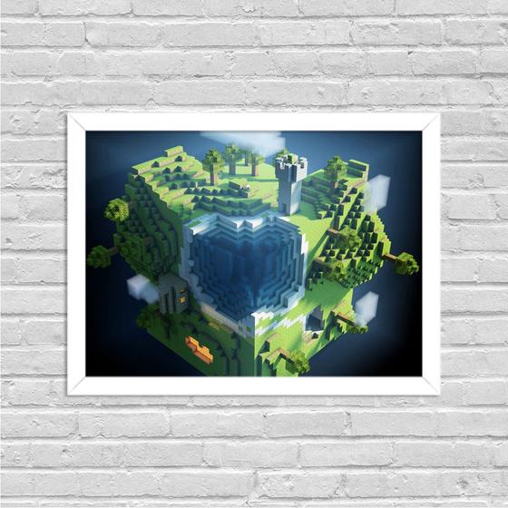Quadro Decorativo Gamer Minecraft World - Prego e Martelo - Quadro ...