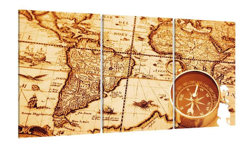 Quadro Decorativo Mapa Mundi Retro 120X60 Em Tecido - Wall Frame ...