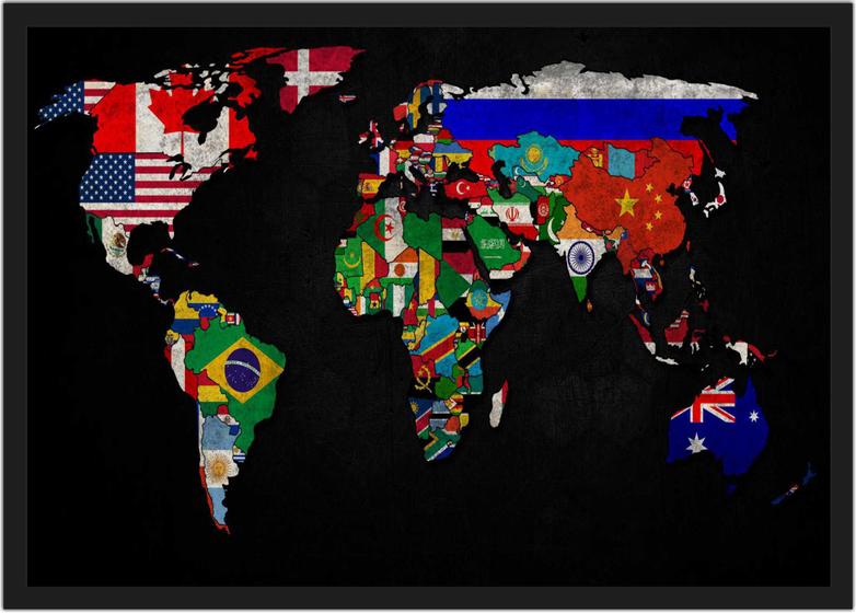 Quadro Decorativo Mapa Mundo Com Moldura Salas Decorar Rc04 - Vital ...