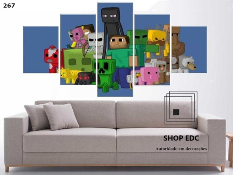 Quadro Decorativo Minecraft Jogo Quarto Mosaico - DECORESTUDIO - Quadro ...