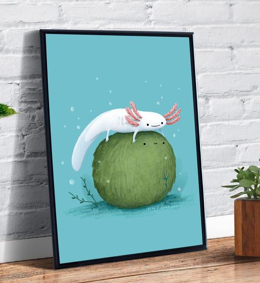 Quadro decorativo Poster Axolote Desenho Fofo Animais Fofos - Tribos ...