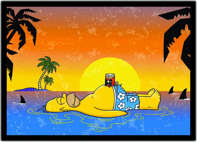 Quadro Desenho Homer Simpsons Cerveja Duff Com Moldura G01 - Vital ...