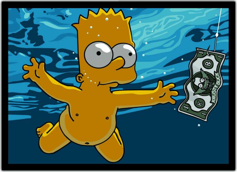 Quadro Desenho Simpsons Bart Nirvana Nevermind Com Moldura - Vital ...