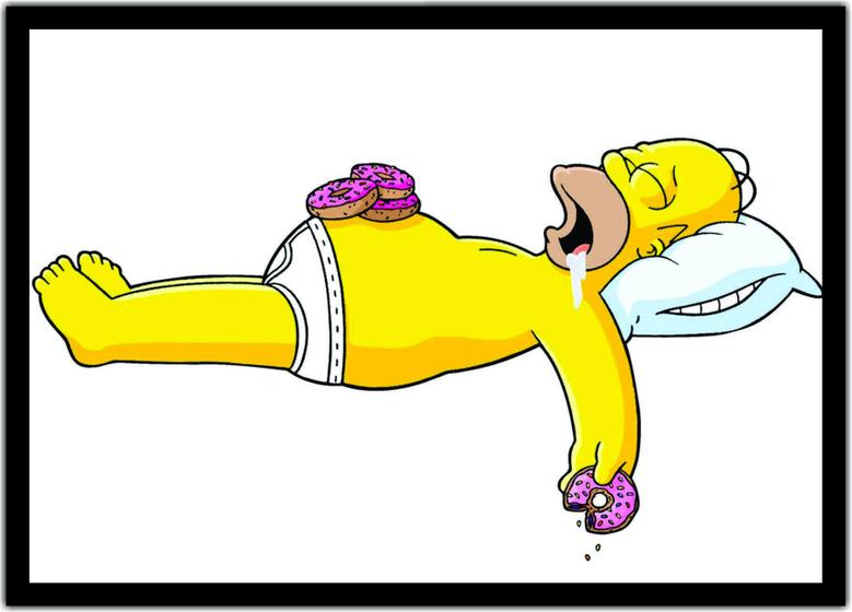 Quadro Desenho Simpsons Homer Dormindo Com Moldura G01 - Vital Quadros ...