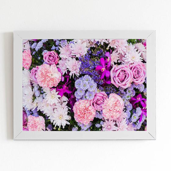 Quadro Flores em Tons de Roxo e Lilás Moldura Branca 60x40cm - PlimShop ...