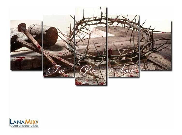 Quadro Foi Por Amor Coroa De Espinhos Cruz Sala - Premium Decoraçoes ...
