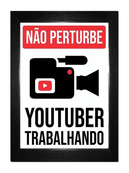 Quadro Gamer Youtube Trabalhando Com Moldura Preta E Vidro - Lgs Decoracoes - Quadro Decorativo ...