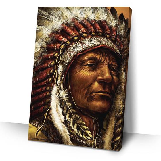 Quadro Índio Cacique 40x60 Canvas Moderno Para Sala - IQuadros - Quadro ...