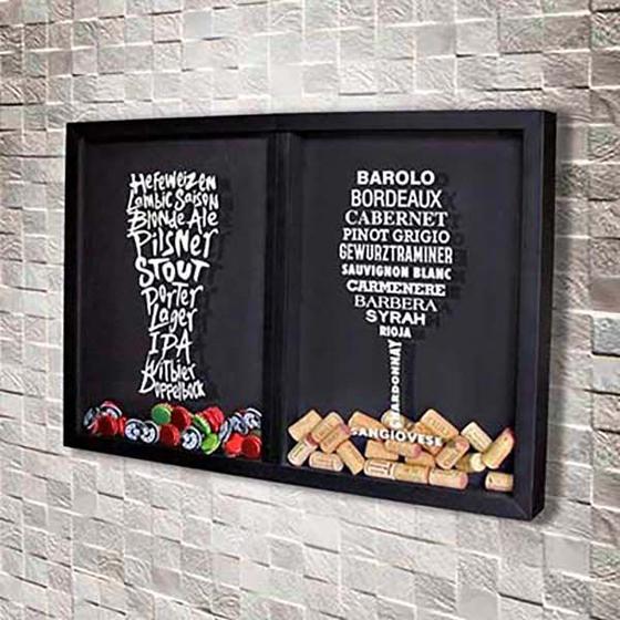 Quadro Misto Para Rolhas E Tampinhas Tipos De Vinho E Cerveja